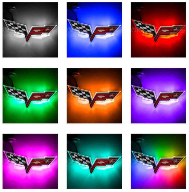 C6 Corvette Oracle Illuminated Cross Flags Logo - Rear